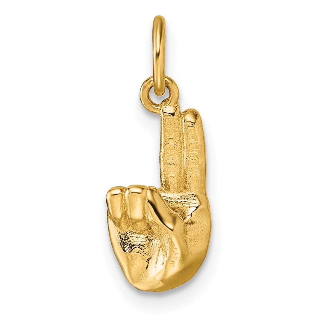 14k Gold American Sign Language U Hand Sign Pendant – Fine Jewelry ...