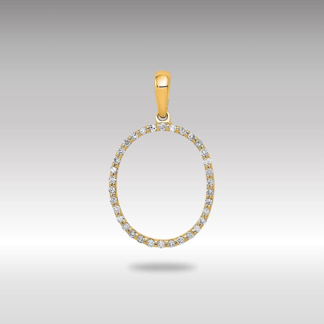 14k Gold Diamond Letter o Initial Pendant Necklace Gold Initial ...
