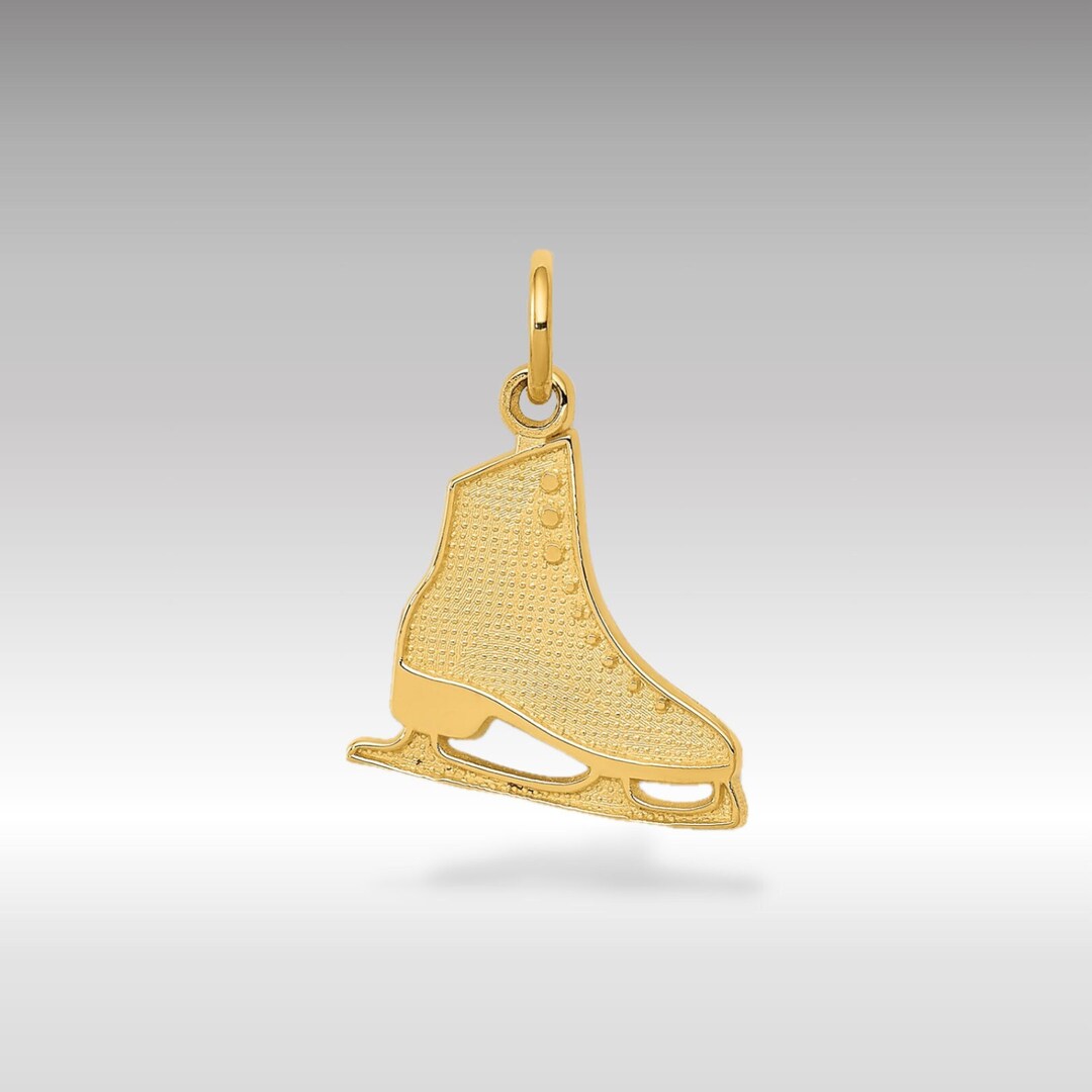 14k Gold Figure Skate Pendant Charm Real Gold Elegant Skating Necklace ...