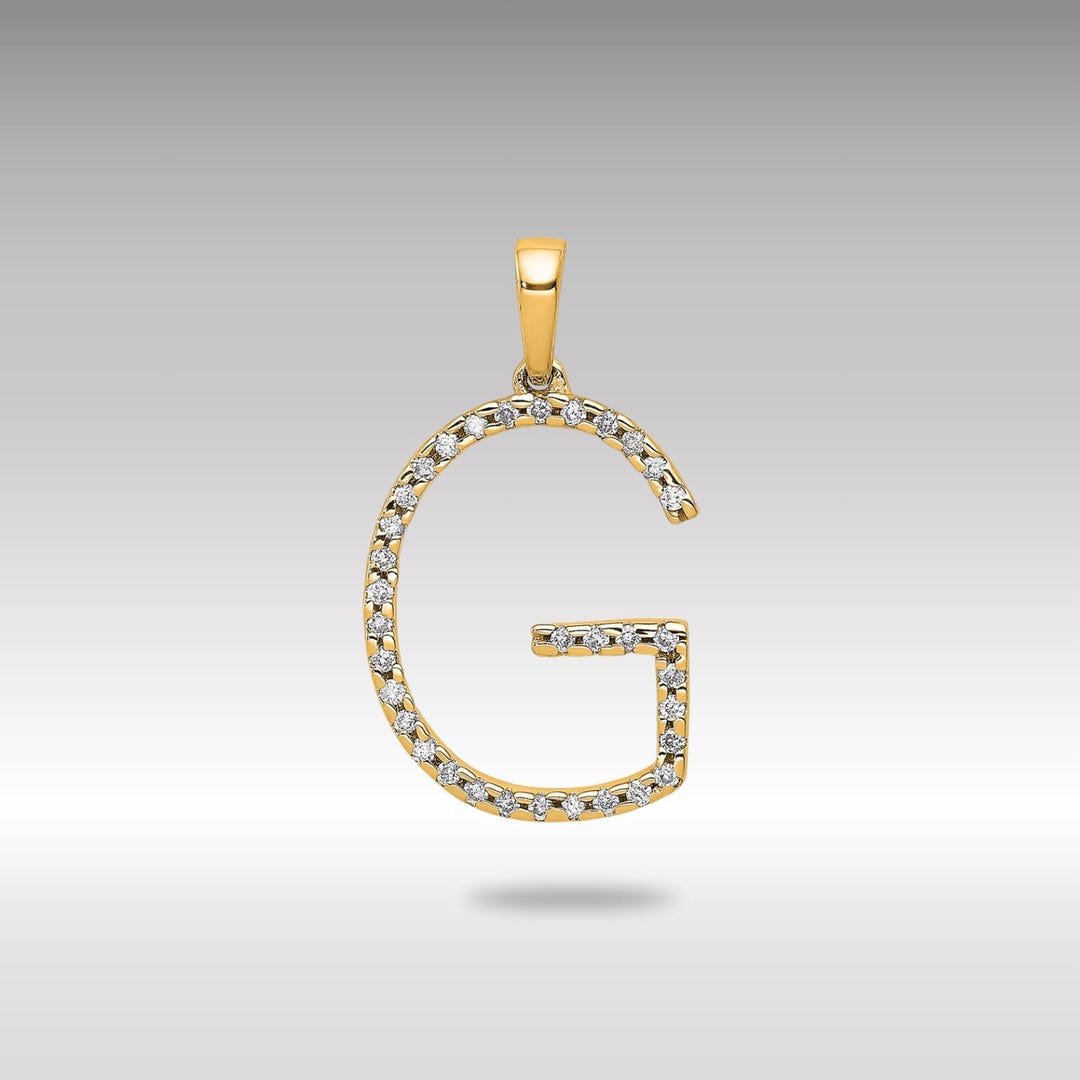 14k Gold Diamond Letter g Initial Pendant Necklace Gold Initial Necklace Real Diamond g Charm ...
