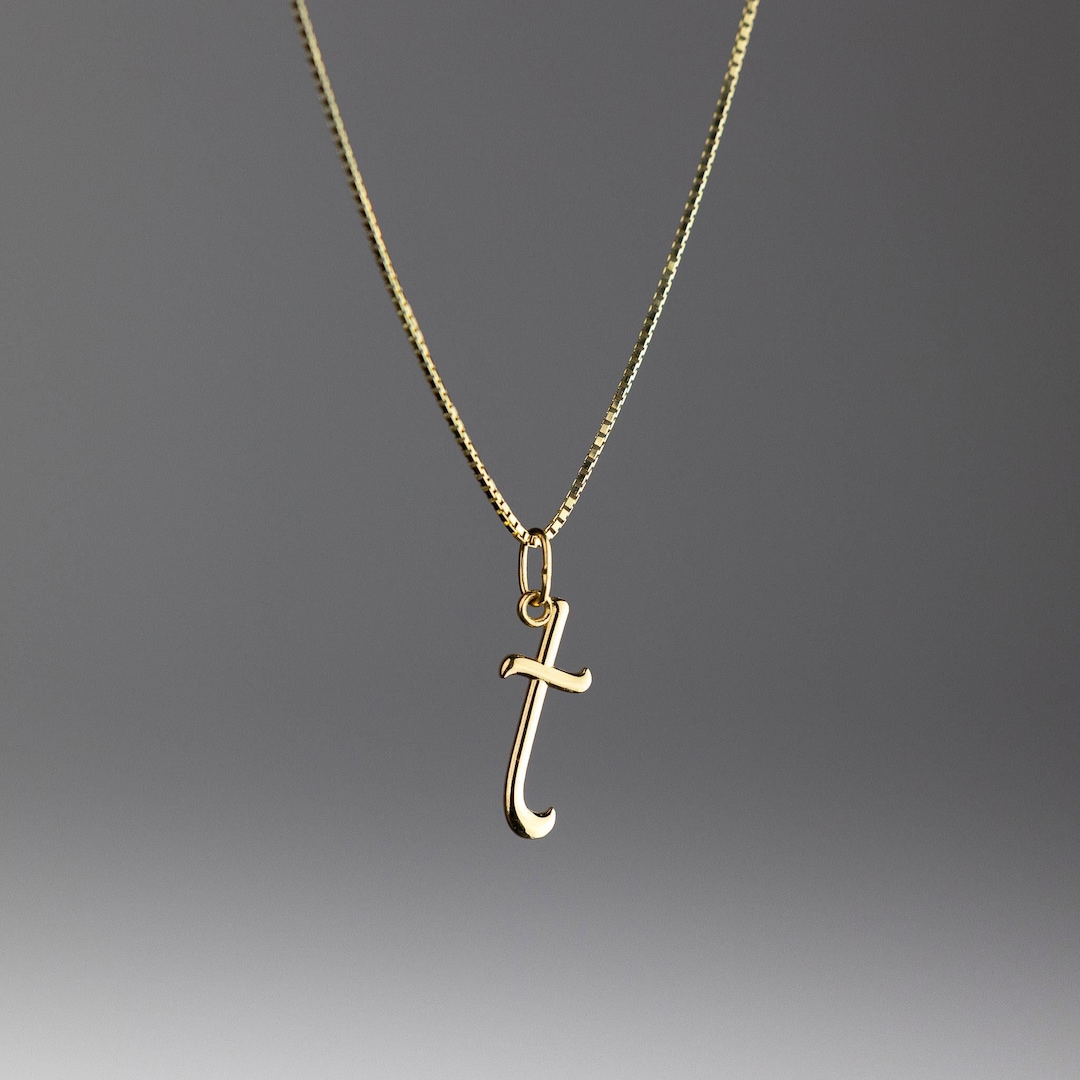 14K Gold Lowercase Letter T Initial Pendant Necklace - Etsy