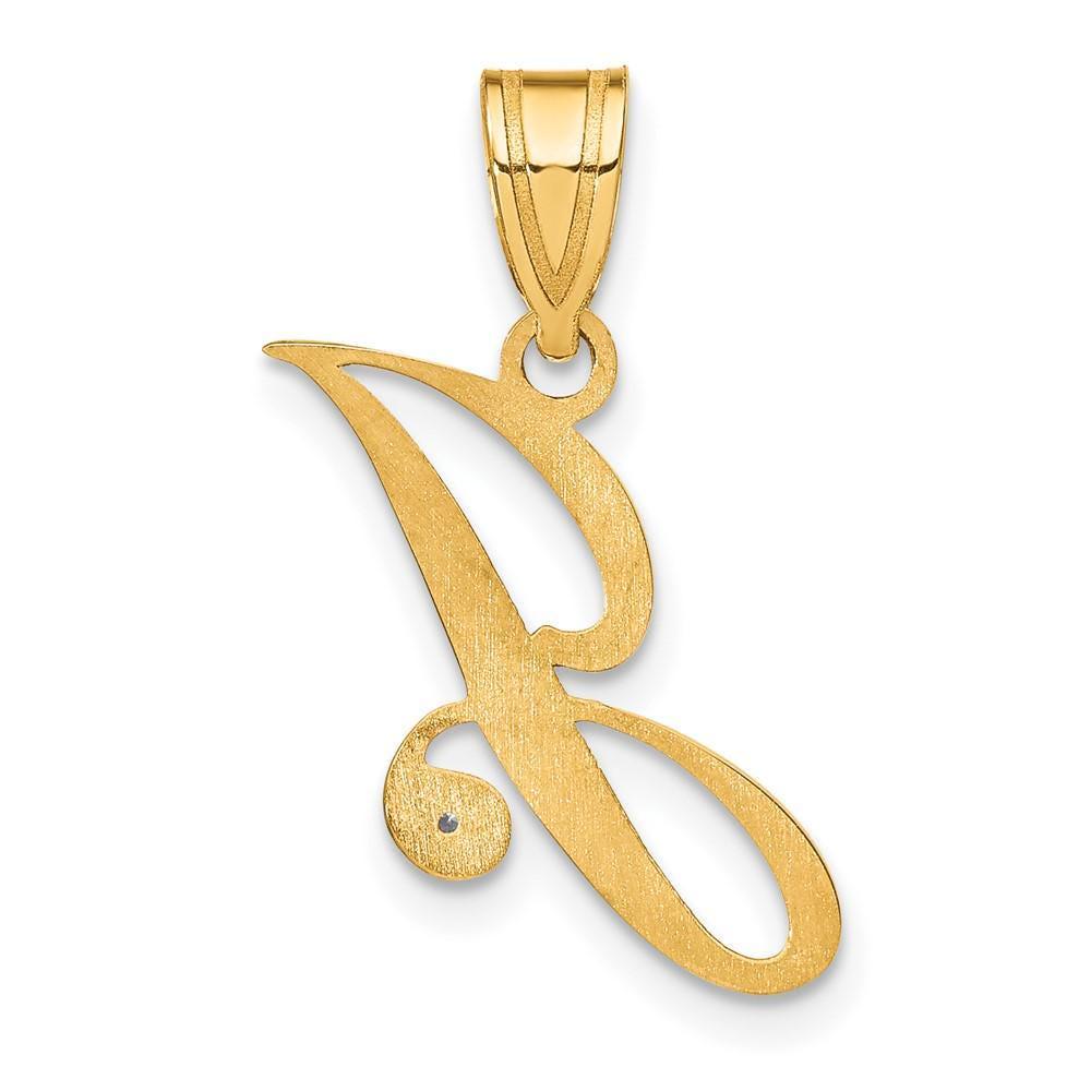 14K Gold Cursive Letter J Initial Pendant With Diamond - Etsy