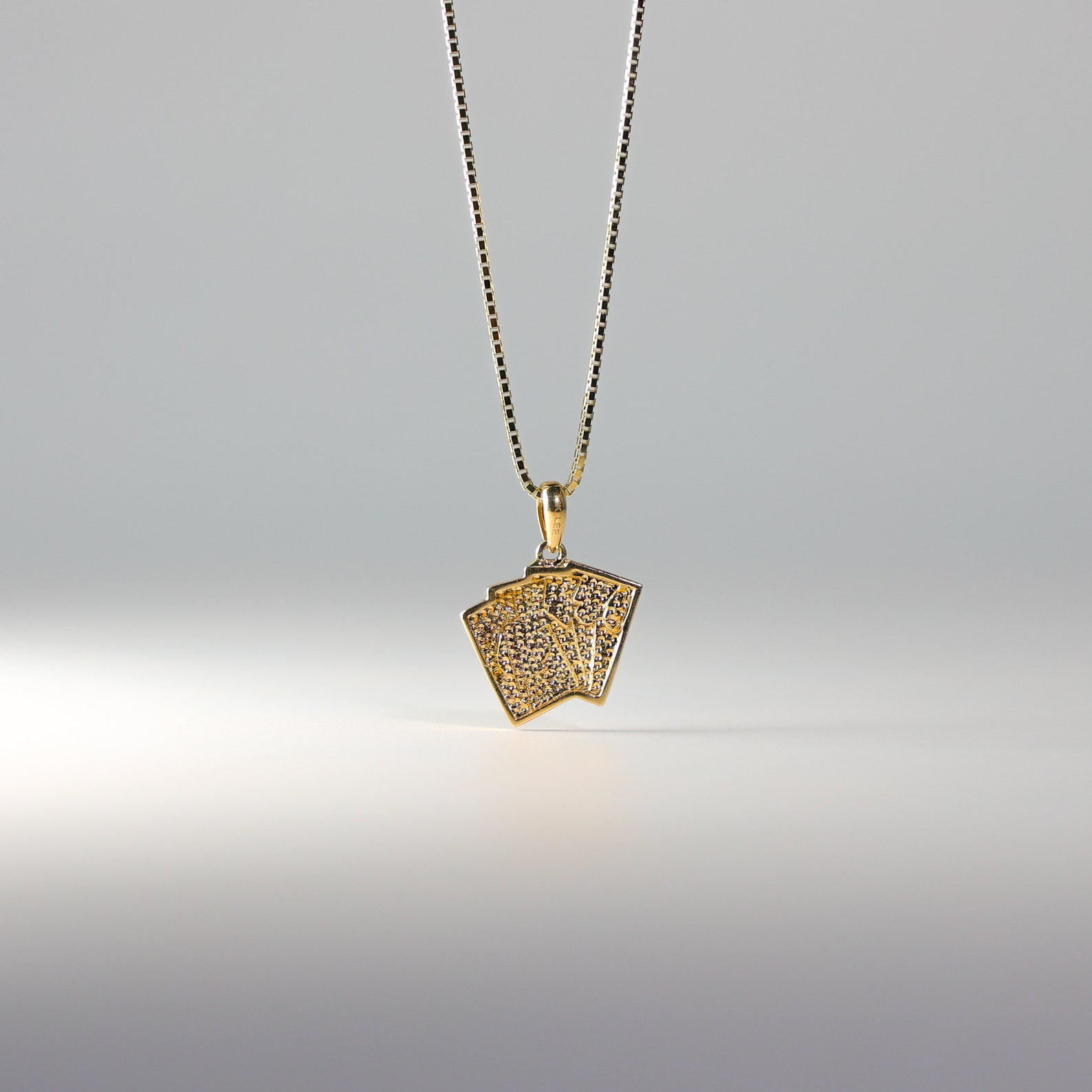 14k Gold 4 Aces Poker Hand Pendant Charm Real Gold 4 Aces Poker Hand ...