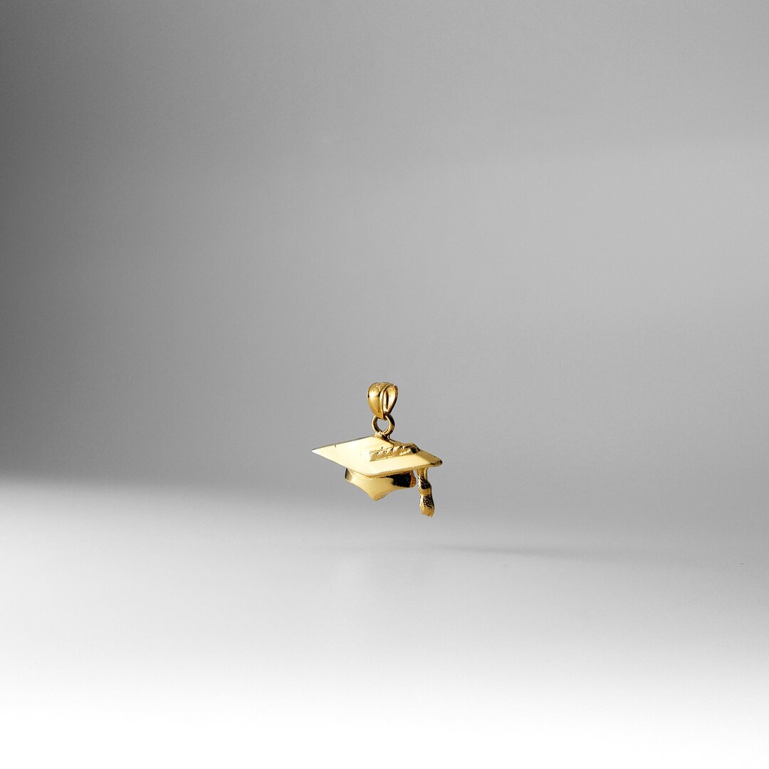 14k Gold Graduation Hat Pendant Charm Real Shiny Gold Graduation Cap ...