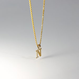 14k Gold n Initial Pendant Charm Gold Block N Initial Necklace Charm - Etsy