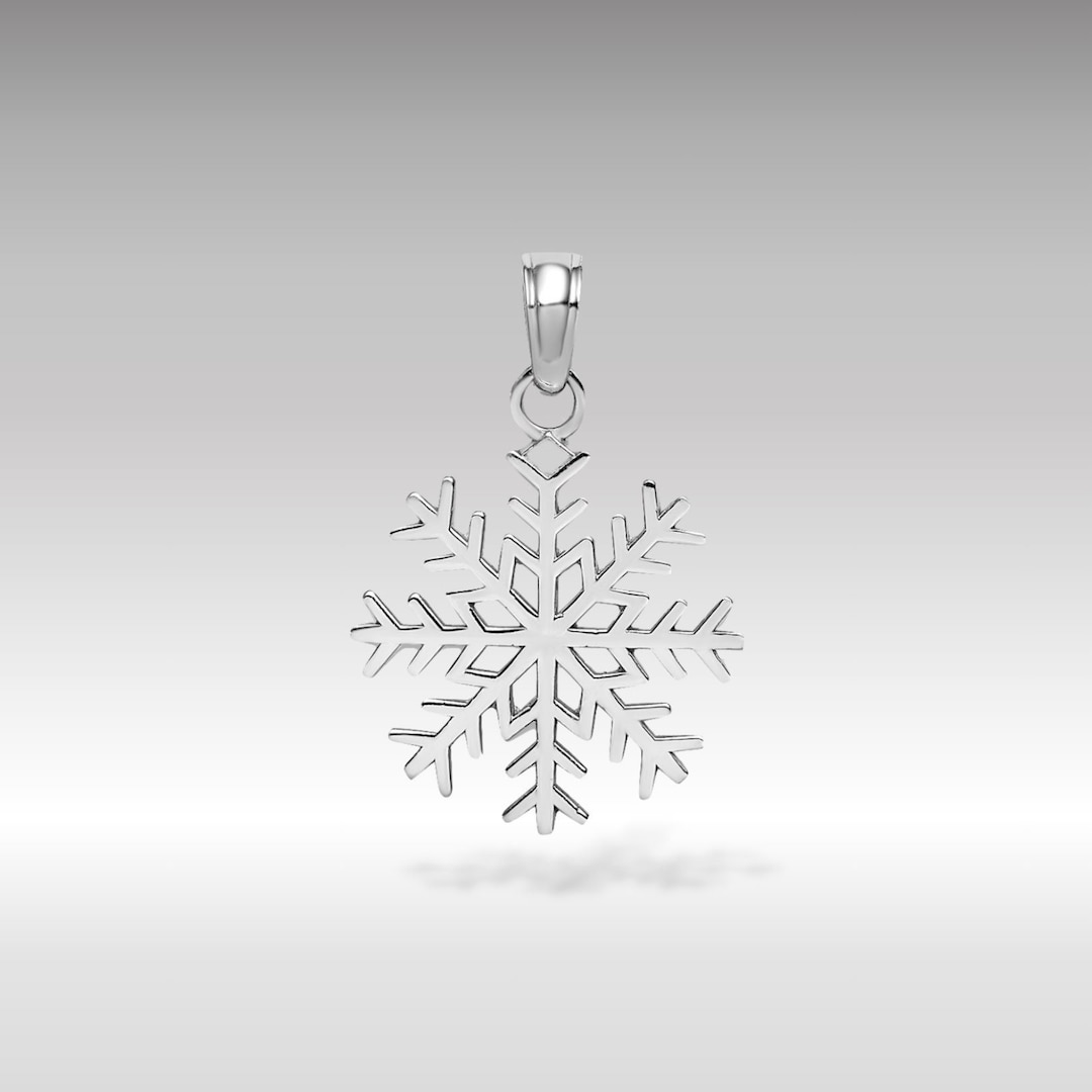 14K White Gold Snowflake Charm Pendant Elegant Winter-inspired Pendant ...