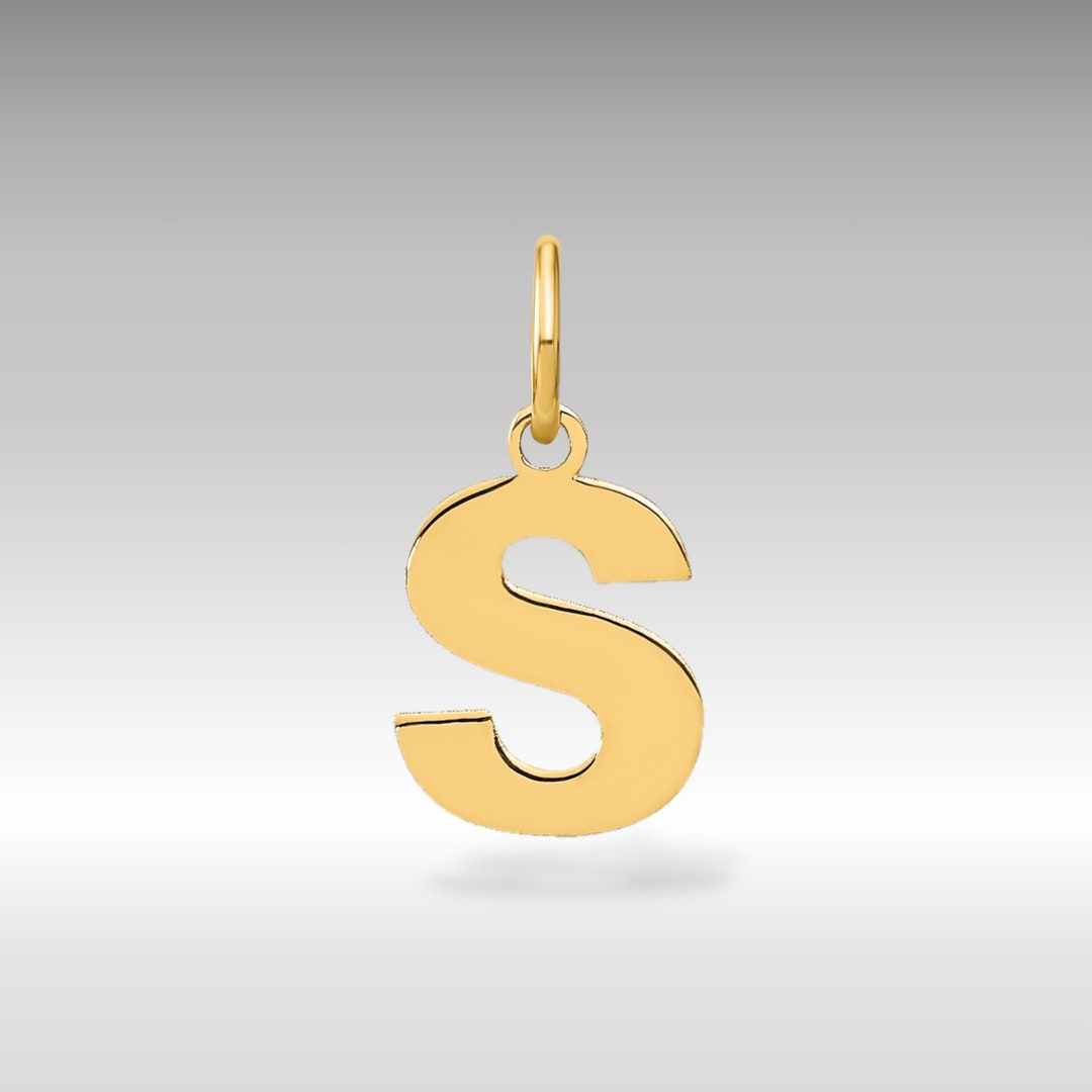 14K Gold Block Letter s Initial Pendant Dainty Personalized Pendant for ...