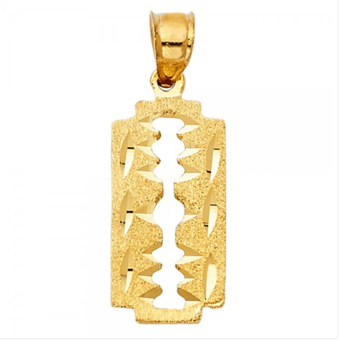 14k Real Gold Razor Blade Pendant/Charm Real Gold Razor Blade | Etsy