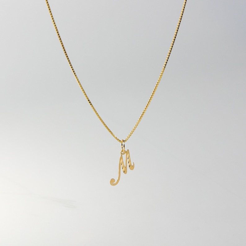 14k Gold "m" Initial Cursive Pendant Charm- Gold Initial "m" Necklace ...