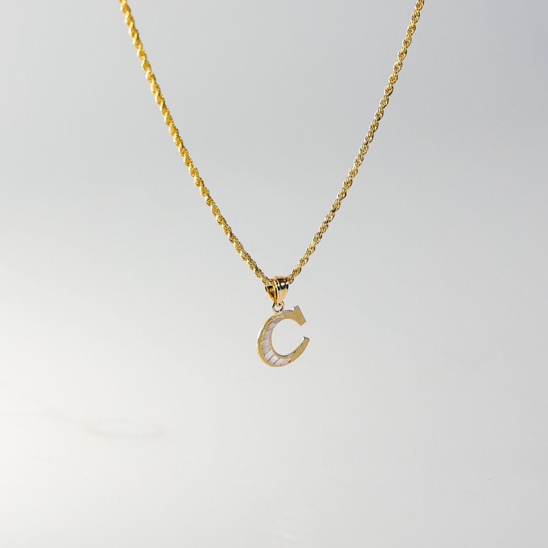 14k Gold "c" Initial Pendant Charm- Gold Block C Initial Necklace Charm ...