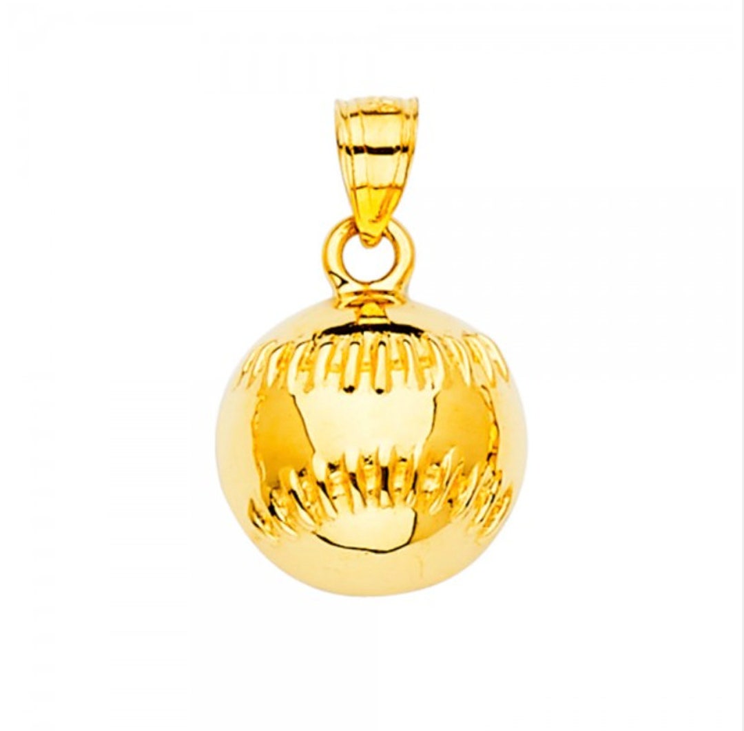 14k Gold Baseball Pendant Charm Gold Baseball Necklace Charm for Him - Etsy