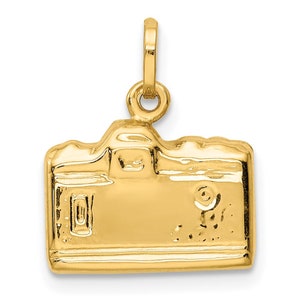 14K Gold 3D Polished Camera Pendant Charm Real Gold Photography ...