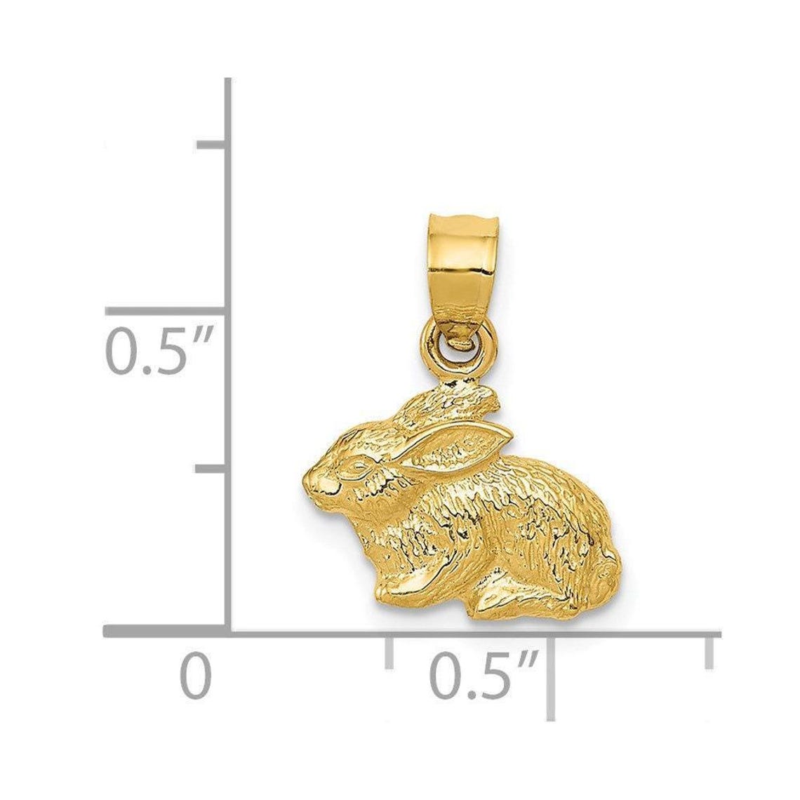 14K Solid Gold Rabbit Pendant Necklace: Delicate Polished Bunny Jewelry ...