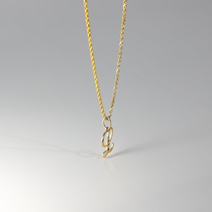 14k Gold l Initial Cursive Pendant Charm Gold Initial l Necklace Charm ...