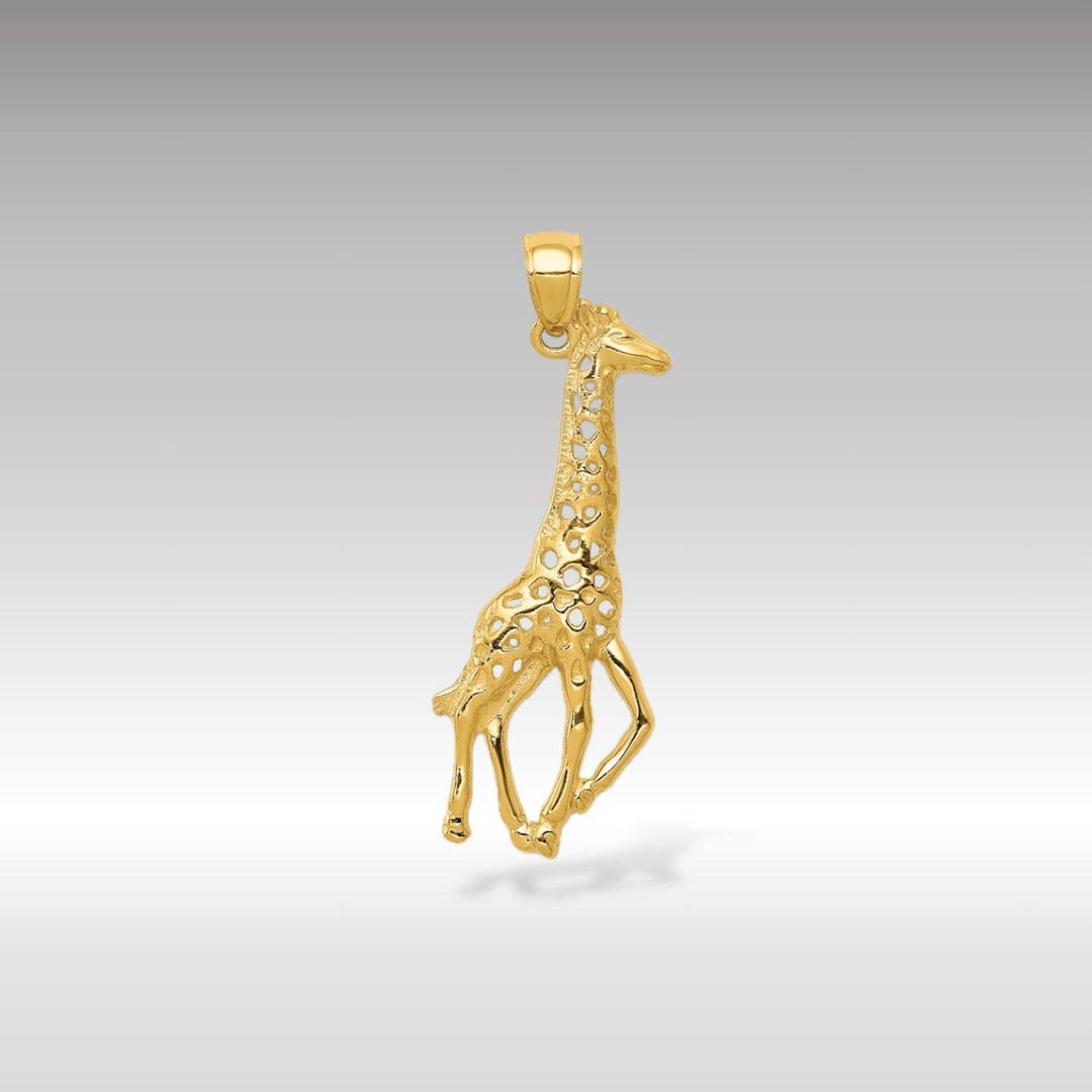 14K Solid Gold Giraffe Pendant Necklace – Elegant Safari Wildlife Charm ...