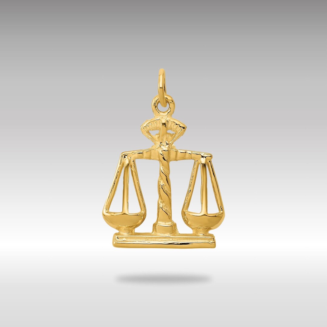 14K Gold Scales of Justice Pendant Necklace Symbolic Lawyer Gift ...