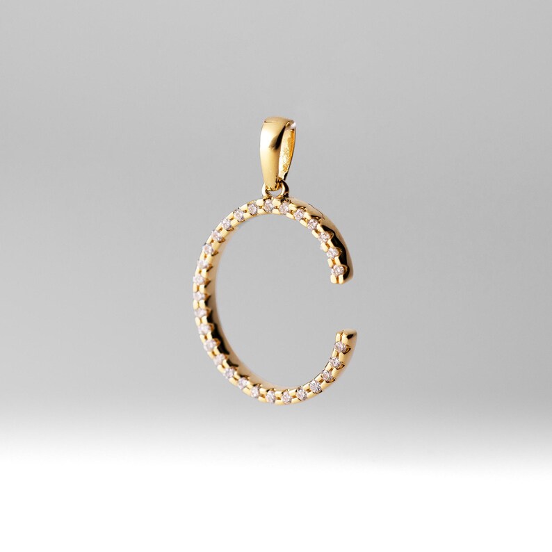 14k Gold Diamond Letter "c" Initial Pendant Necklace – Gold Initial ...