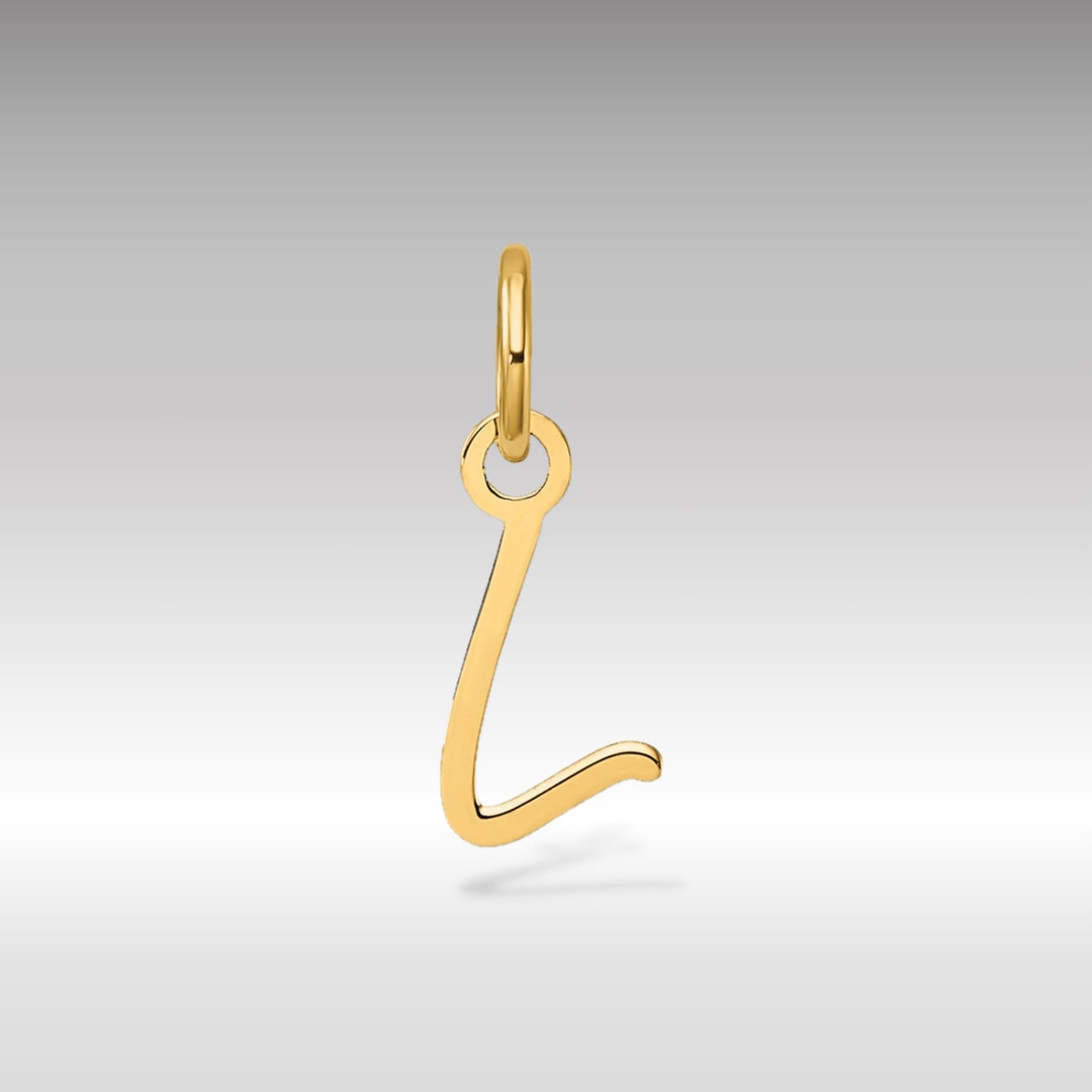 14K Gold Small Script Letter l Initial Pendant Dainty Personalized ...