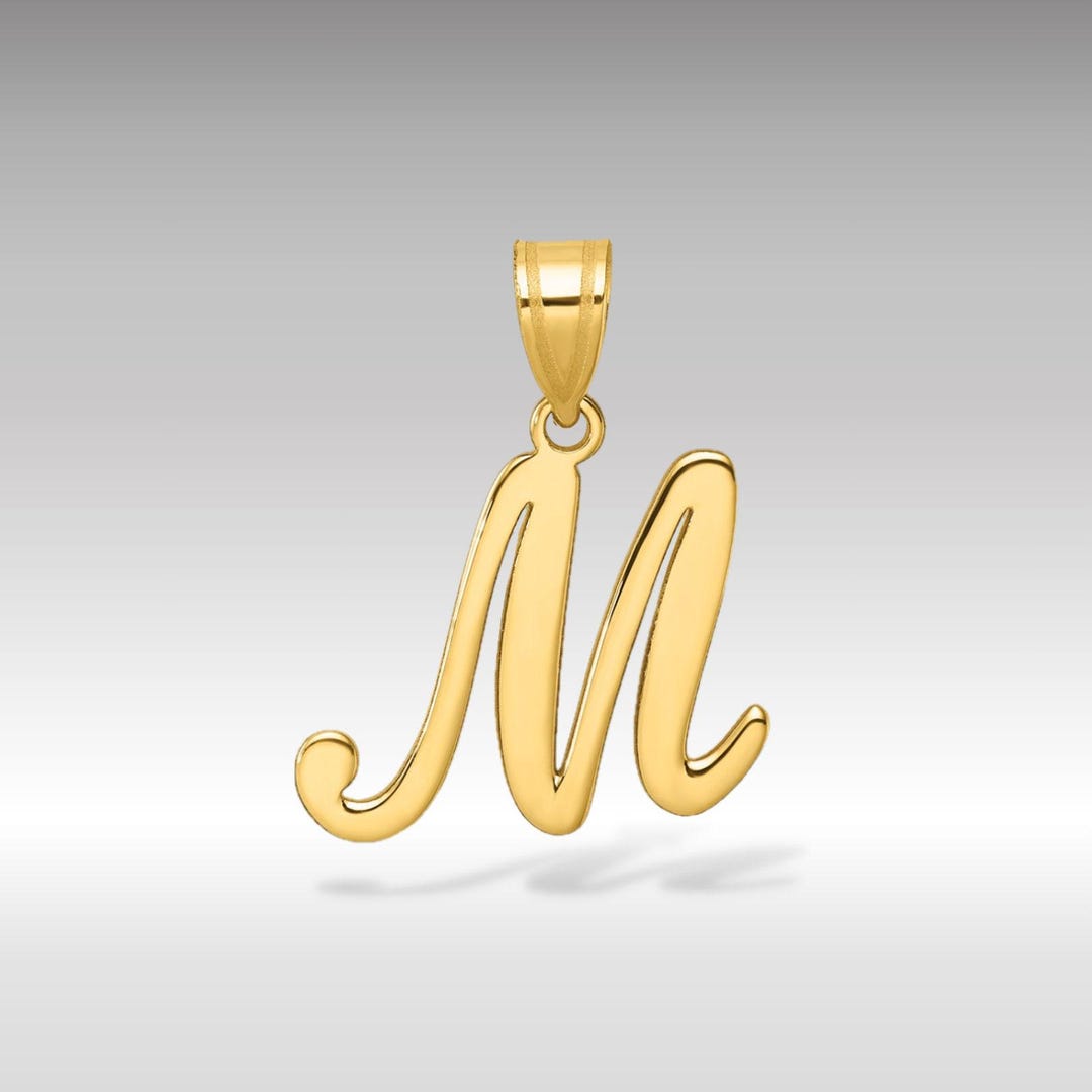 14K Gold Large Letter "m" Script Initial Pendant - Dainty Personalized ...
