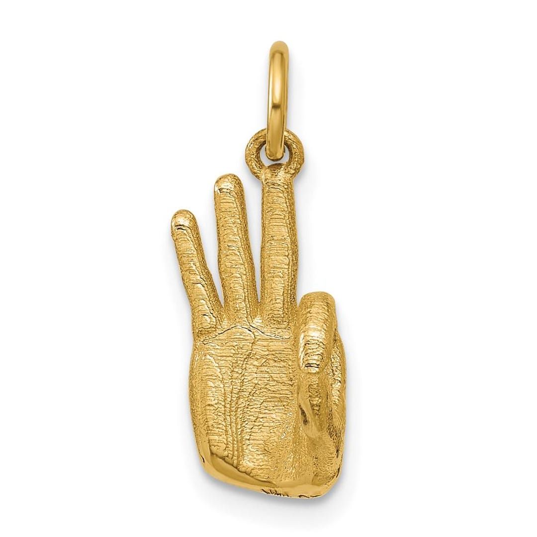 14K Gold ASL F Pendant – American Sign Language Fingerspelling F Hand ...