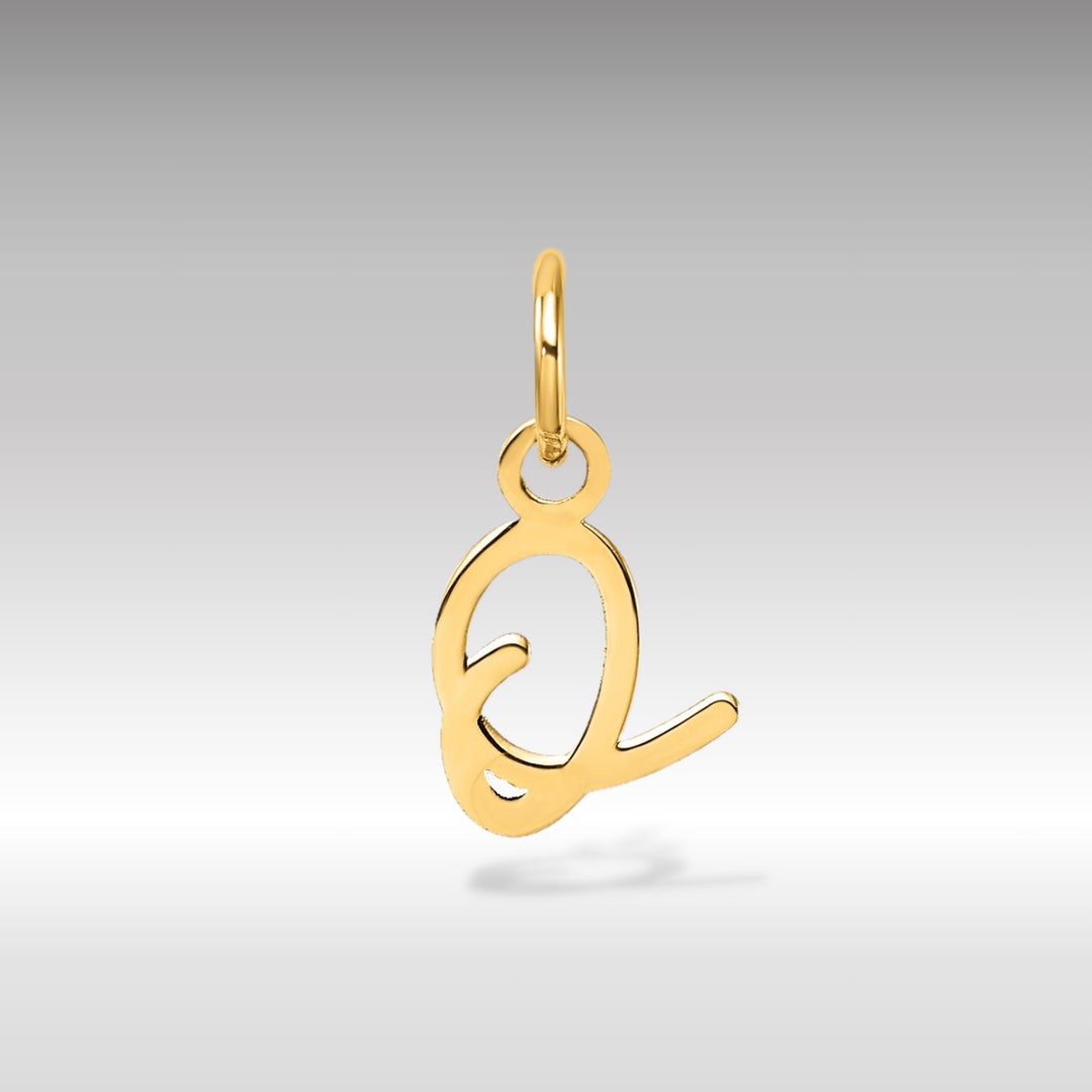 14K Gold Small Script Letter o Initial Pendant Dainty Personalized ...