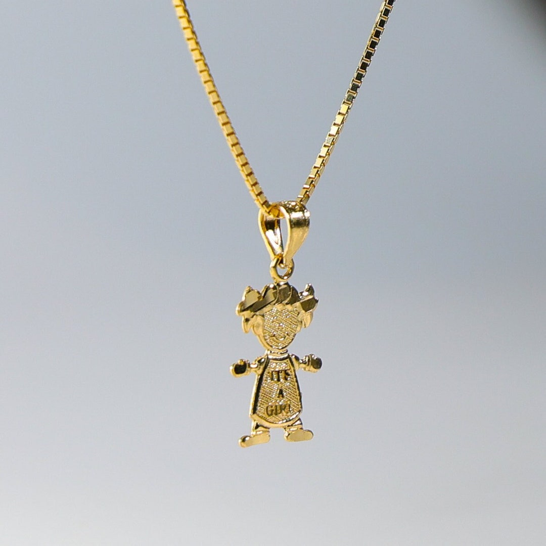 14k Gold girl Pendant Charm 14k Gold Little Girl Necklace Charm for Her ...
