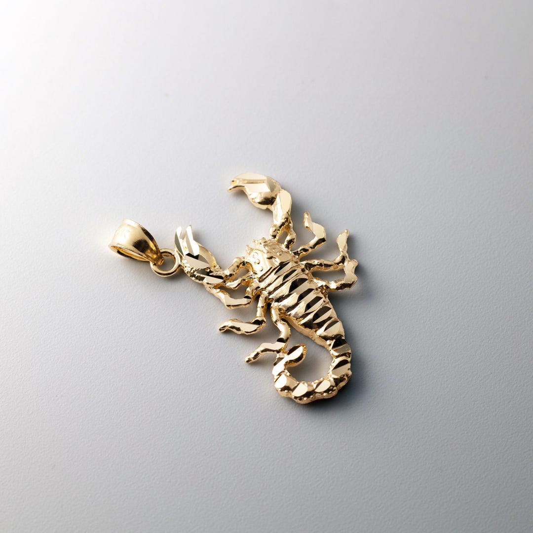 14K Gold Large Scorpion Pendant Necklace: Scorpio Zodiac Charm, Fine ...