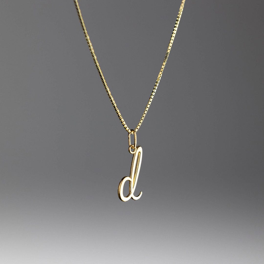 14K Gold Lowercase Letter D Initial Charm Necklace - Personalized Gold ...