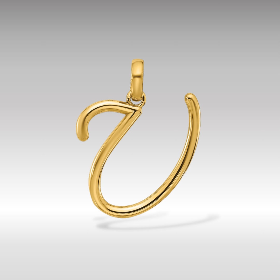 14K Gold Fancy Letter 'U' Charm Pendant Fine Jewelry Personalized Initial Pendant Initial u ...