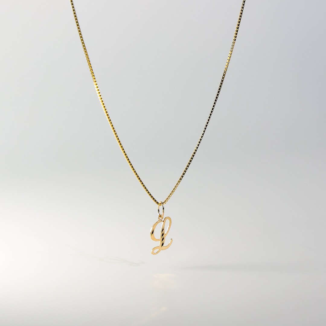 14k Gold l Initial Cursive Pendant Charm Gold Initial l Necklace Charm ...