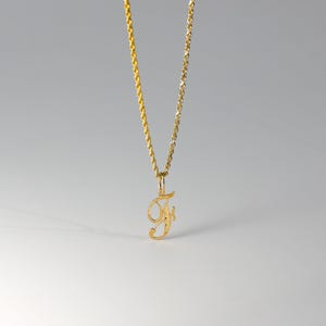 14k Gold "f" Initial Cursive Pendant Charm- Gold Initial "f" Necklace ...