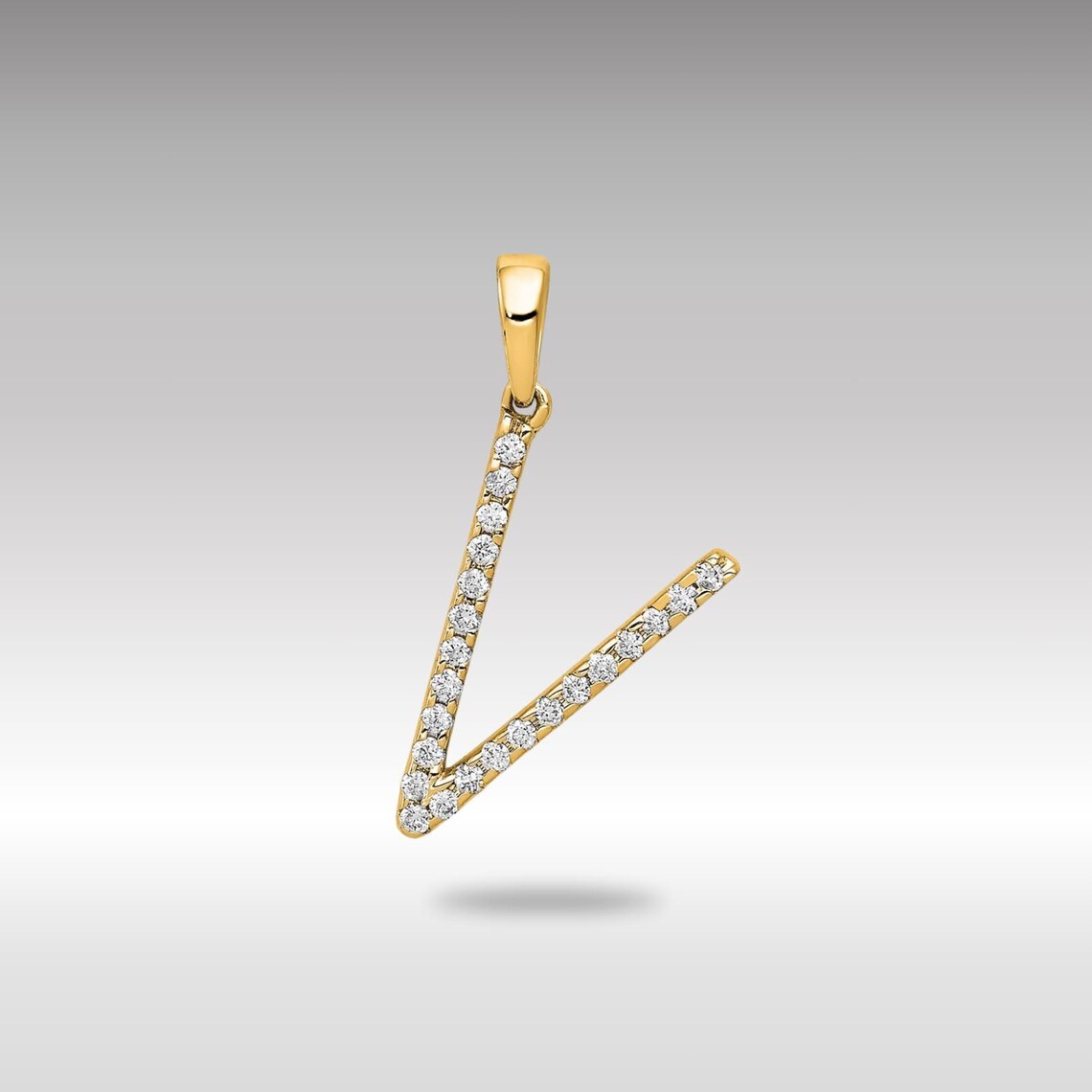 14k Gold Diamond Letter "v" Initial Pendant Necklace – Gold Initial ...