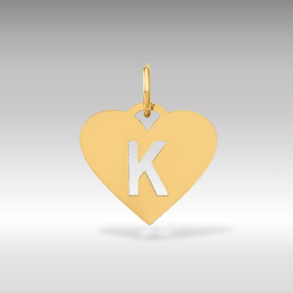 14K Gold Heart Pendant with Letter K Personalized Elegant Heart Initial K Charm Necklace Fine Jewelry Gift