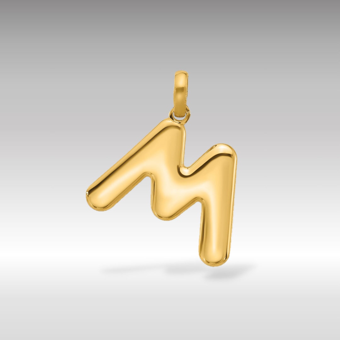 14K Gold Fancy Letter m Initial Pendant Dainty Personalized Pendant for ...