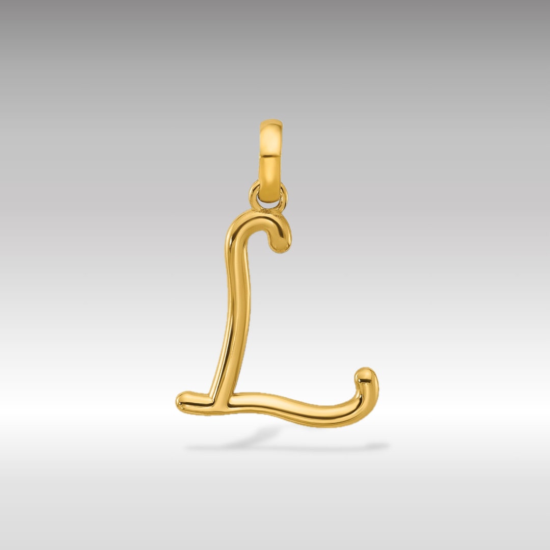 14K Gold Fancy Letter 'L' Charm Pendant Fine Jewelry Personalized Initial Pendant Initial l ...