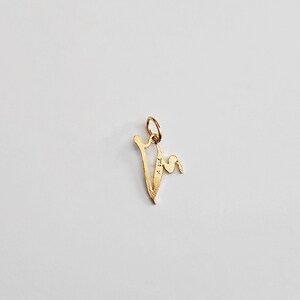 14k Gold v Initial Cursive Pendant Charm Gold Initial v Necklace Charm ...