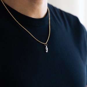 14k Gold i Initial Cursive Pendant Charm Gold Initial i Necklace Charm ...