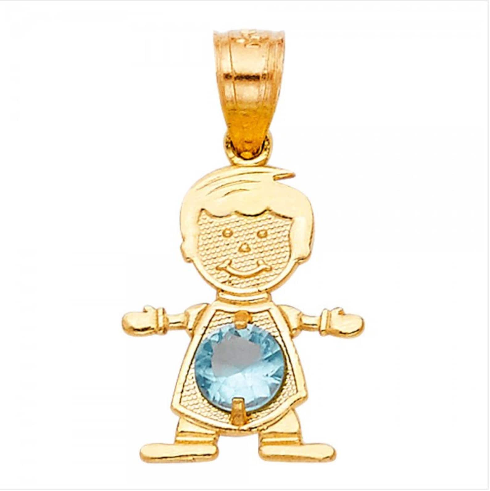 14k Gold March Birthstone Charm for Boys Gold Boy March - Etsy
