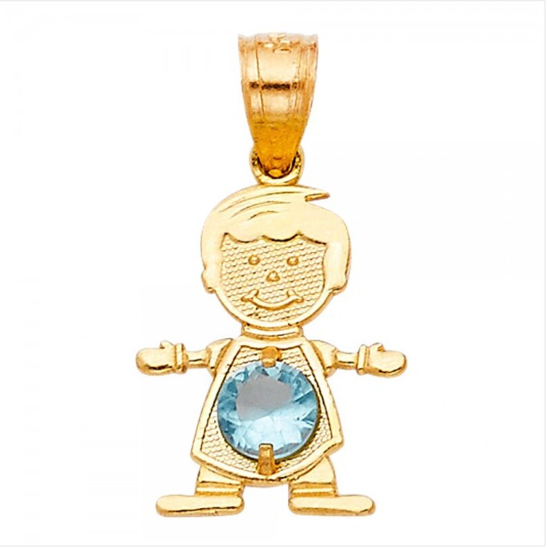 14k Gold March Birthstone Charm for Boys Gold Boy March - Etsy
