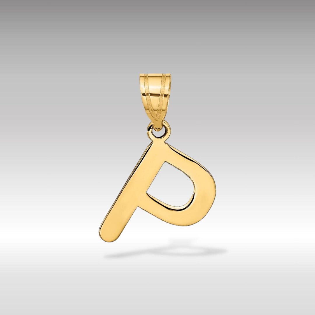 14k Gold Polished Letter 'P' Initial Charm Pendant - Statement Jewelry ...