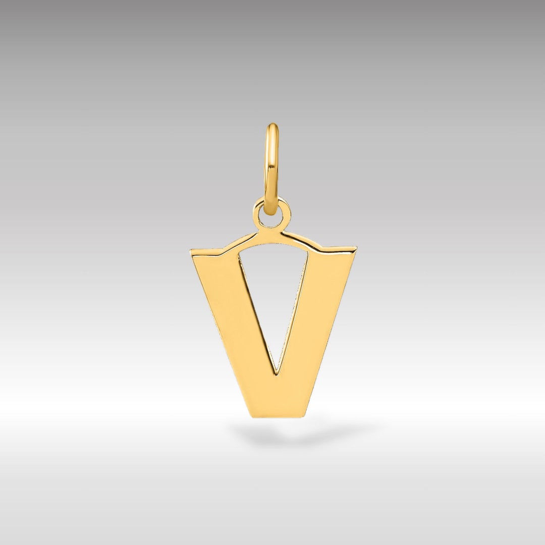 14K Gold Block Letter v Initial Pendant Dainty Personalized Pendant for ...