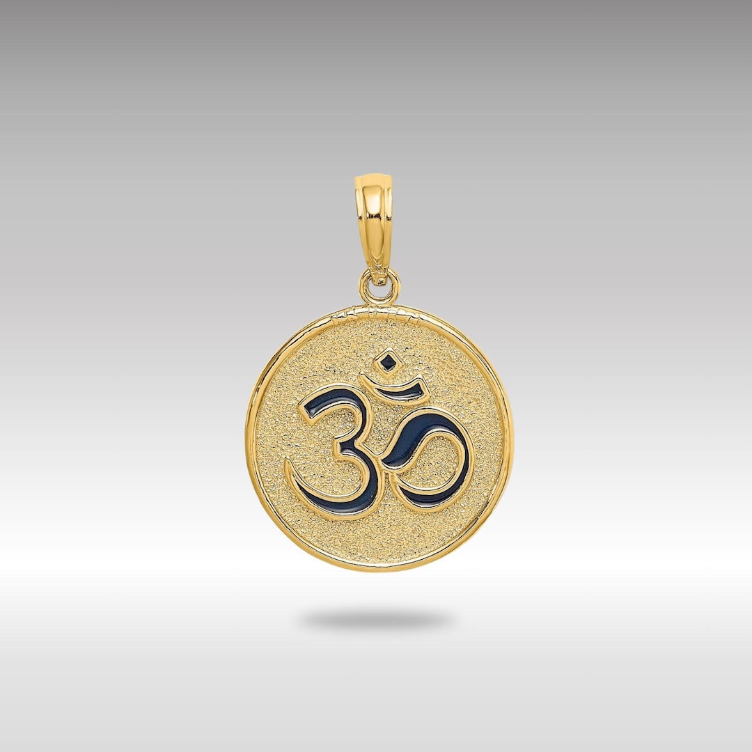14K Gold Om & Lotus Flower Pendant Necklace: Spiritual Yoga Charm - Etsy