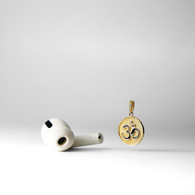 14K Gold Om & Lotus Flower Pendant Necklace: Spiritual Yoga Charm - Etsy