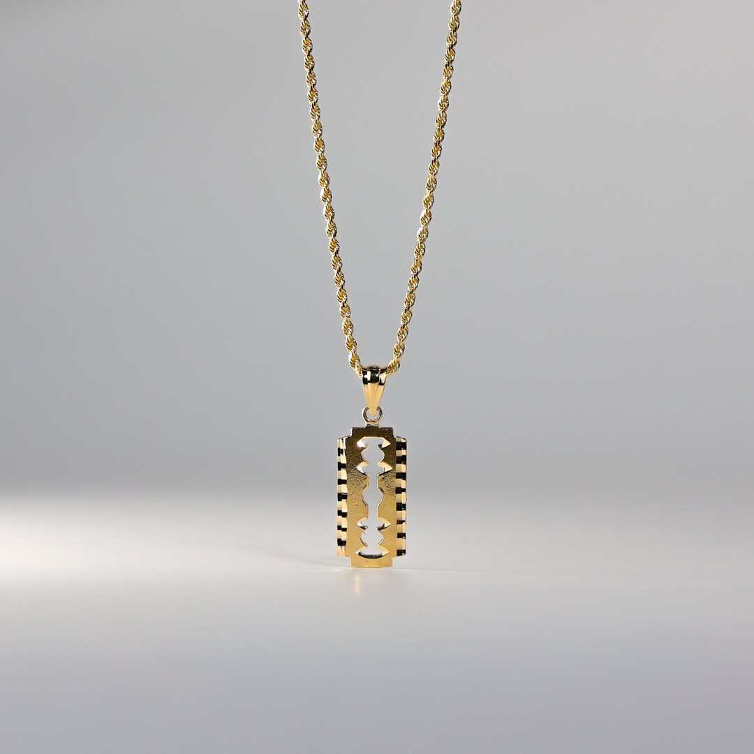 14k Real Gold Razor Blade Pendant/charm Real Gold Razor Blade Pendant ...