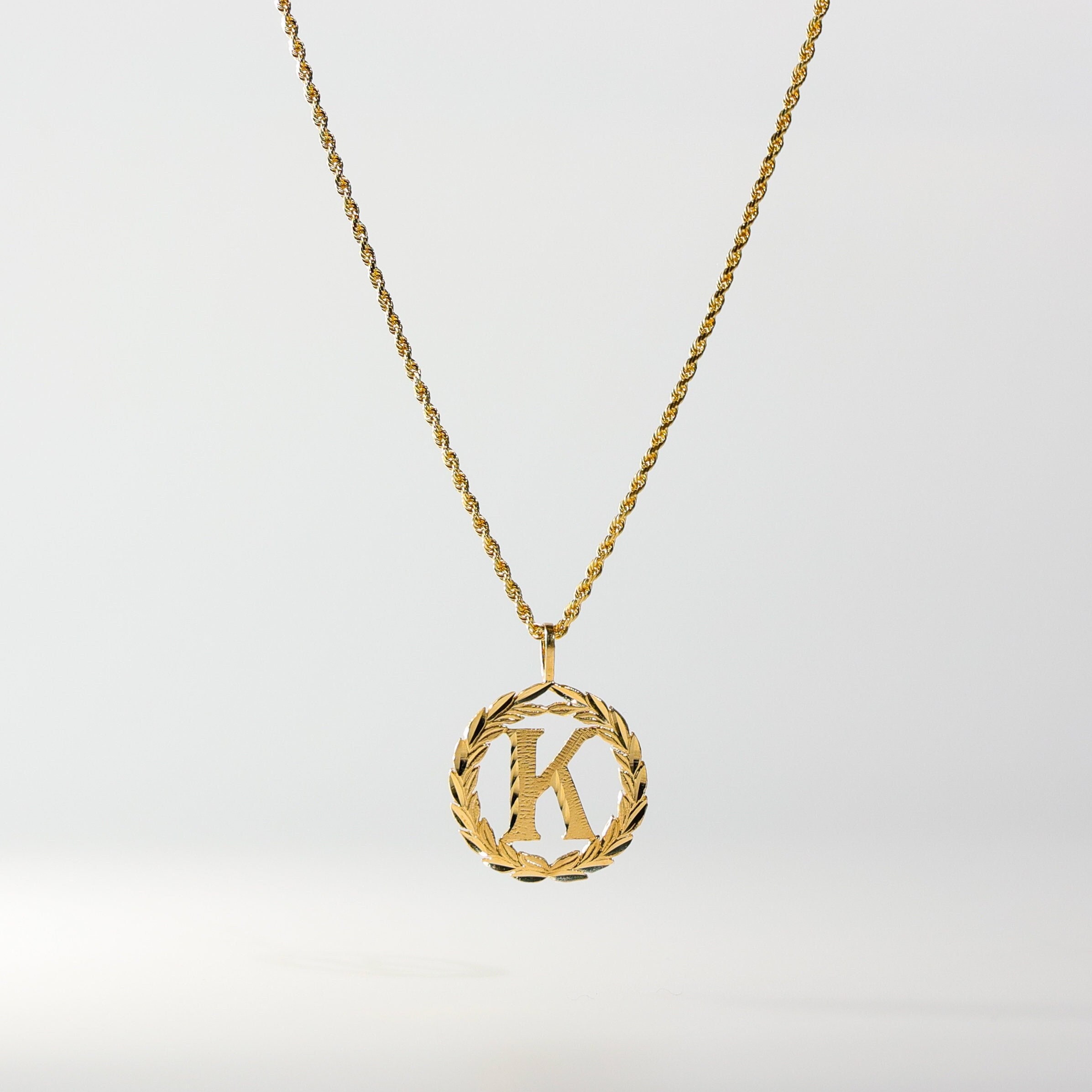 14k Gold k Initial Wreath Pendant Charm Gold K - Etsy UK