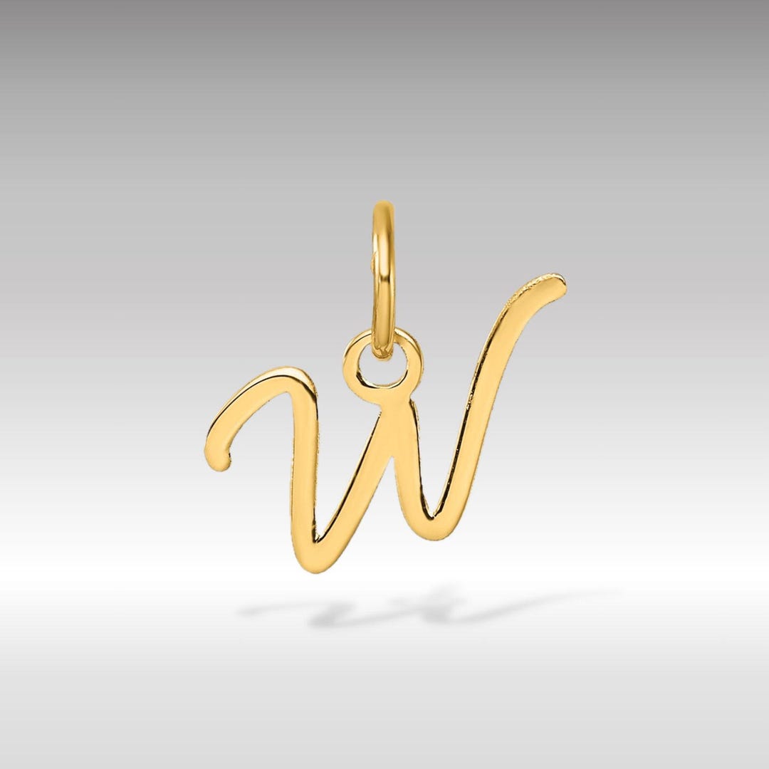 14K Gold Small Script Letter "w" Initial Pendant - Dainty Personalized ...