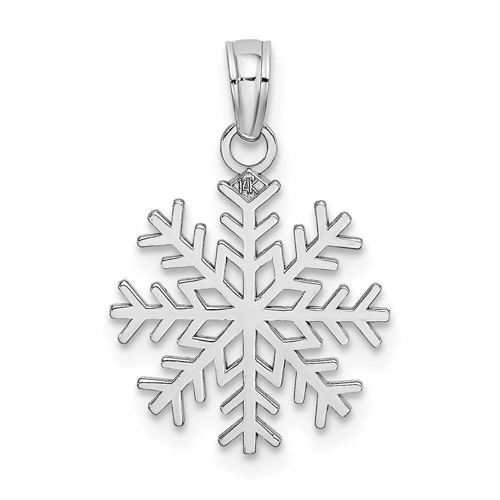 14K White Gold Snowflake Charm Pendant - Elegant Winter-inspired ...
