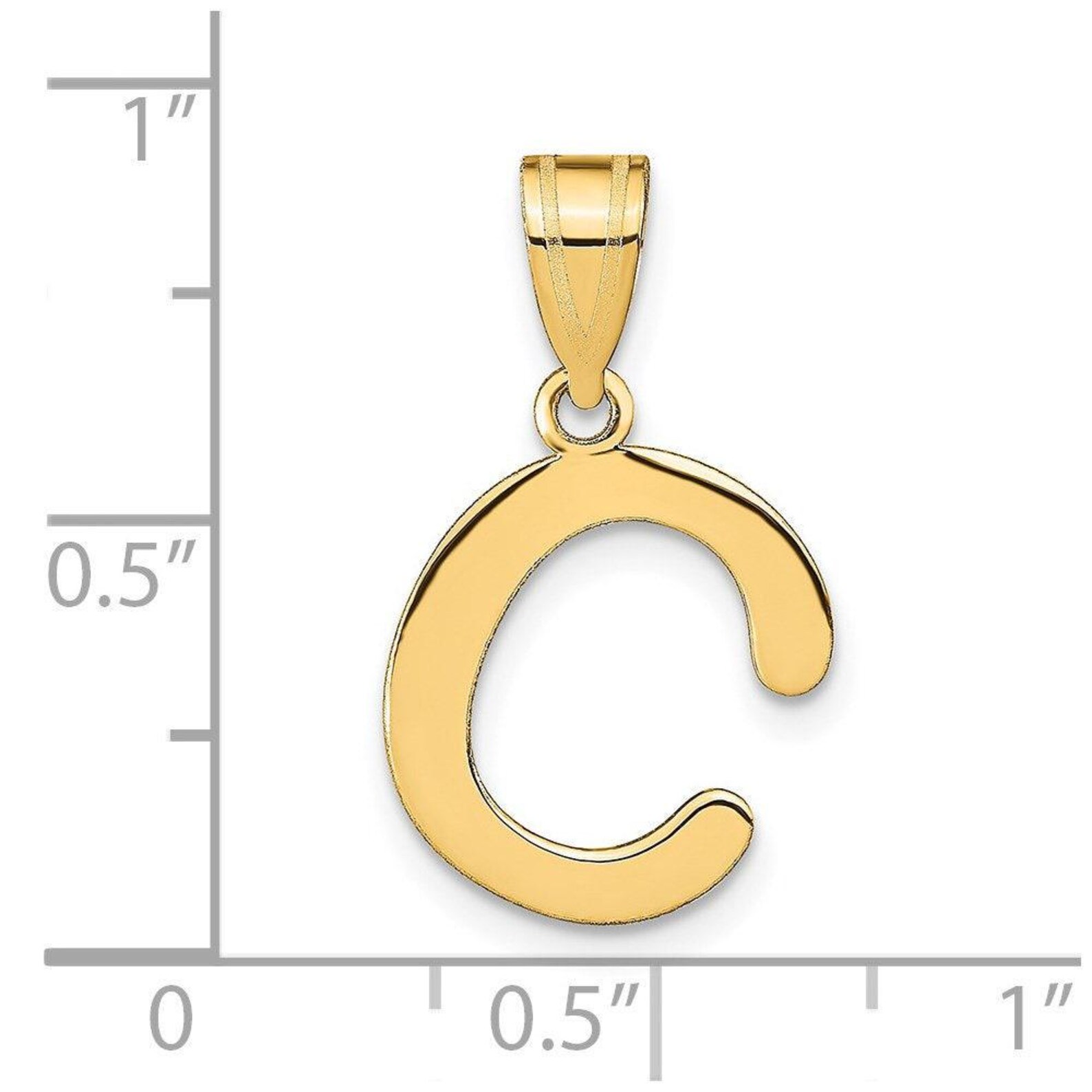 14k Gold Polished Letter 'C' Initial Charm Pendant - Statement Jewelry ...