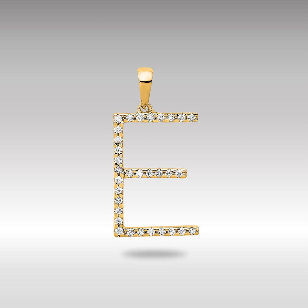 14k Gold Diamond Letter e Initial Pendant Necklace Gold Initial ...