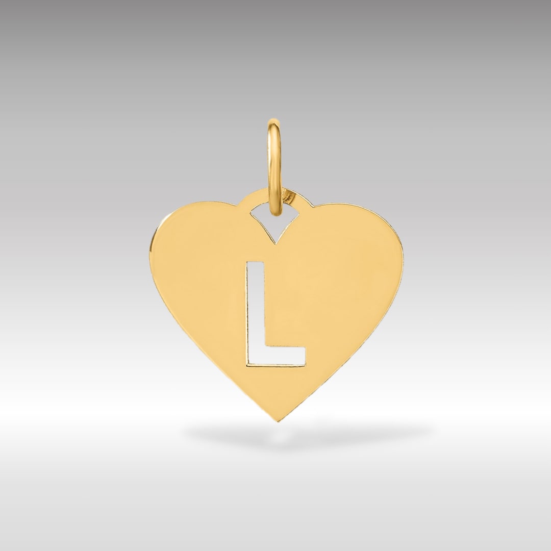 14K Gold Heart Pendant With Letter 'L' Personalized Elegant Heart ...